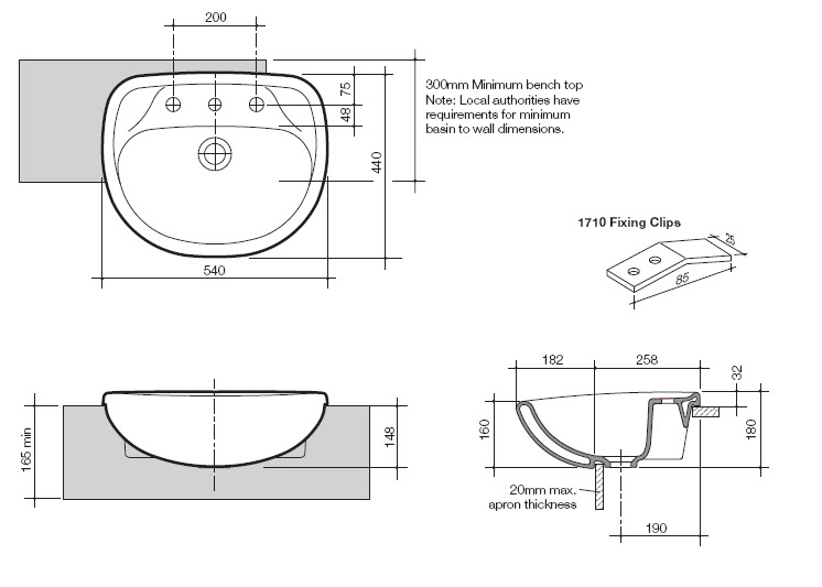 Benton's Finer Bathrooms | Linea Elba Semi-Recessed Basin